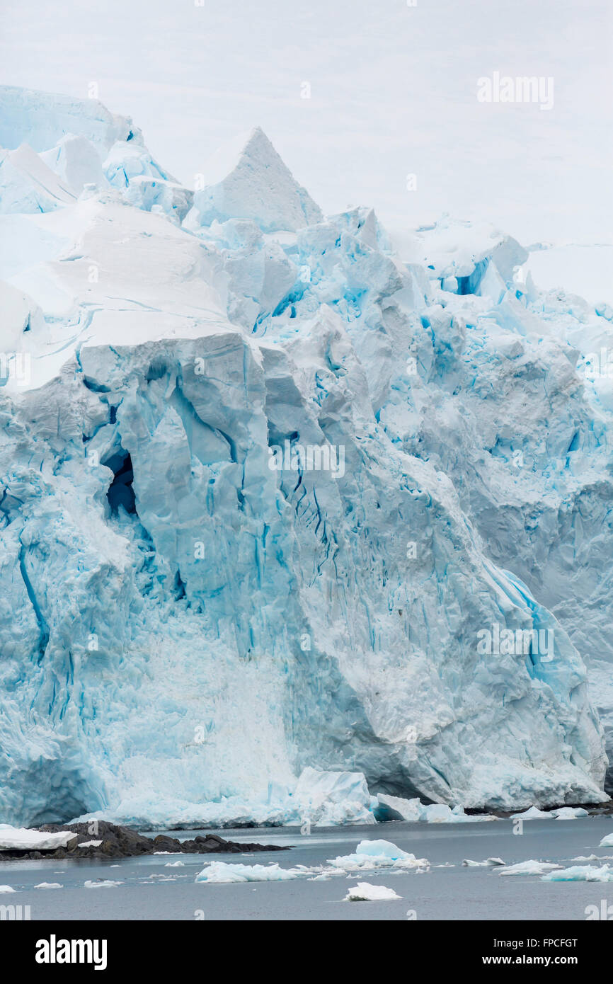 Closeup of the toe of a glacier in the Antarctic Peninsula, Antarctica ...