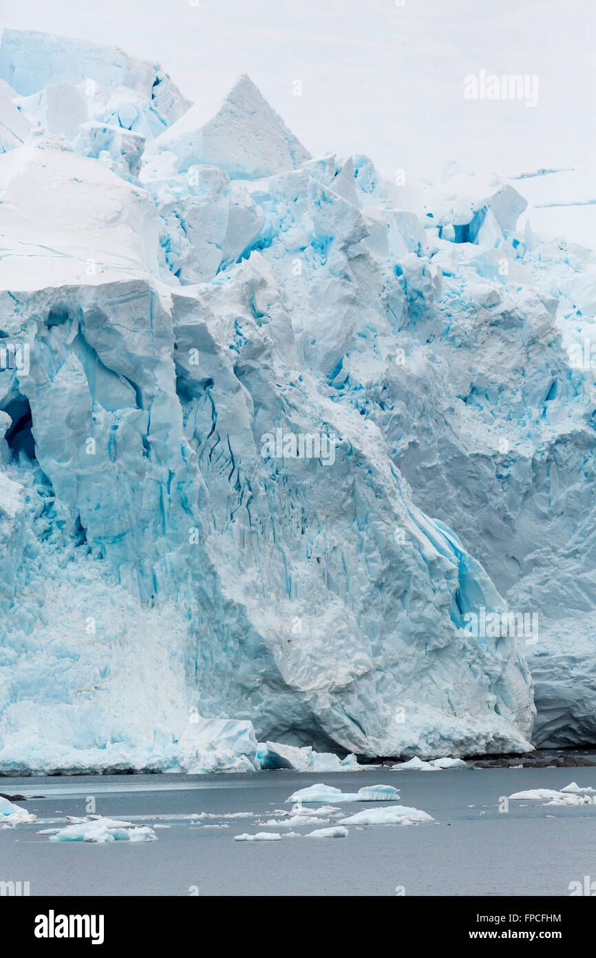 Closeup of the toe of a glacier in the Antarctic Peninsula, Antarctica ...