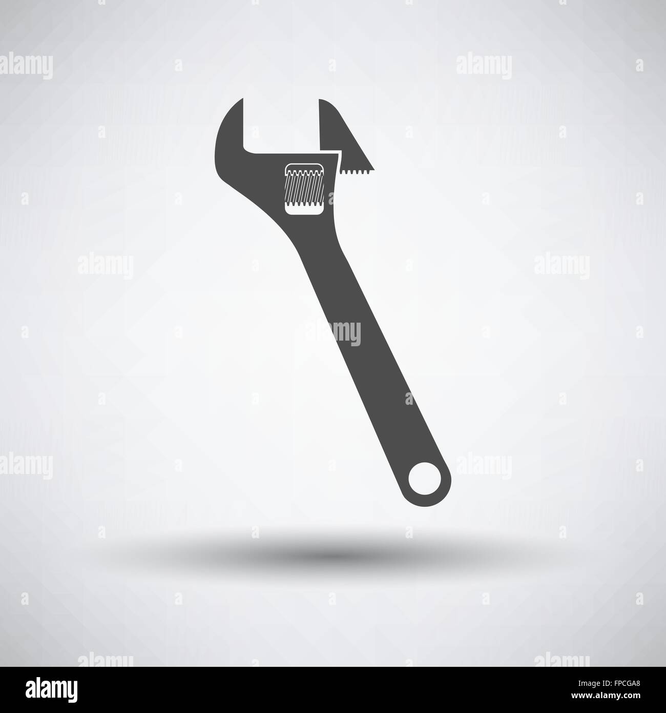 Adjustable wrench icon on gray background with round shadow. Vector ...