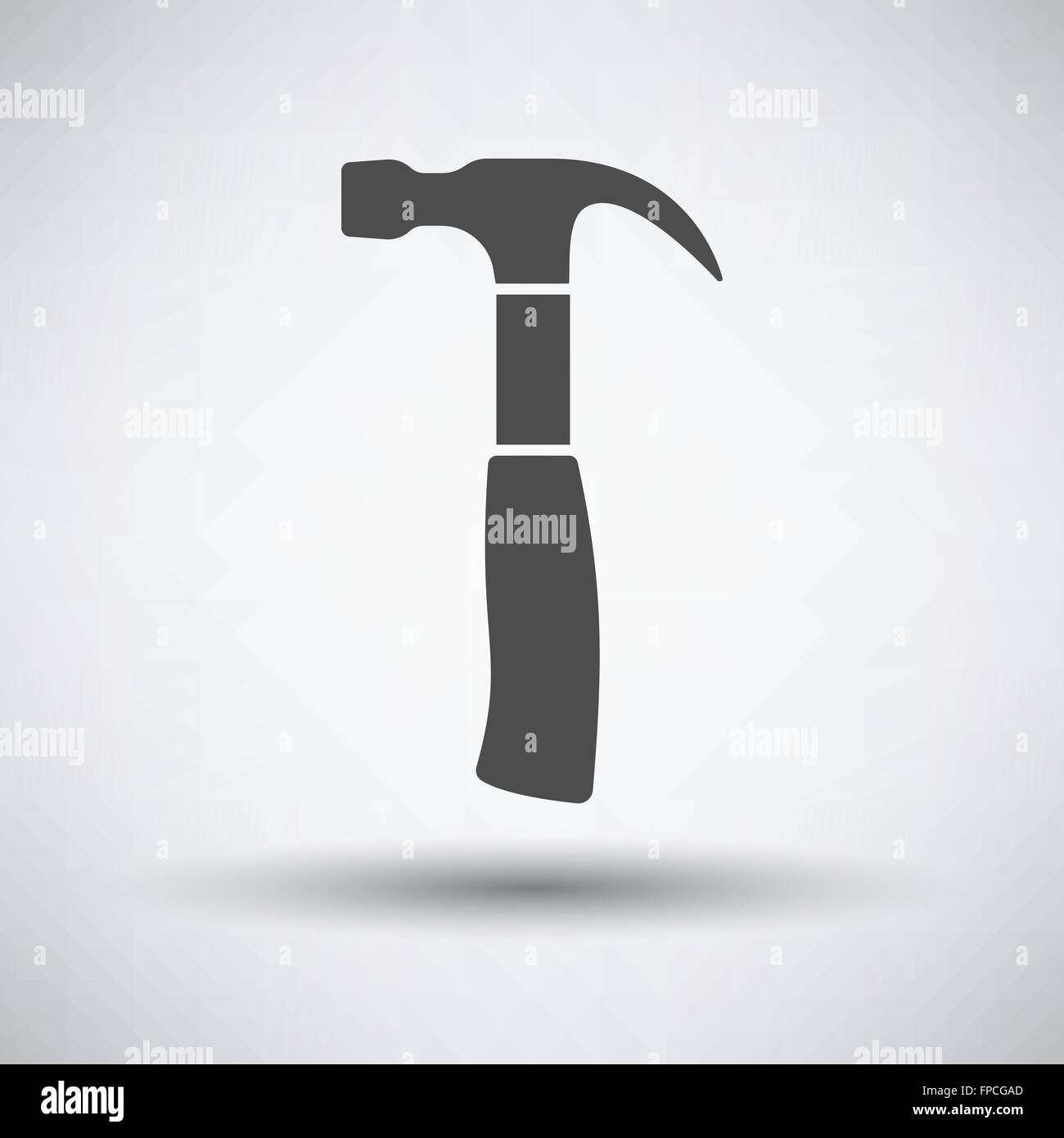 Hammer icon on gray background with round shadow. Vector illustration ...