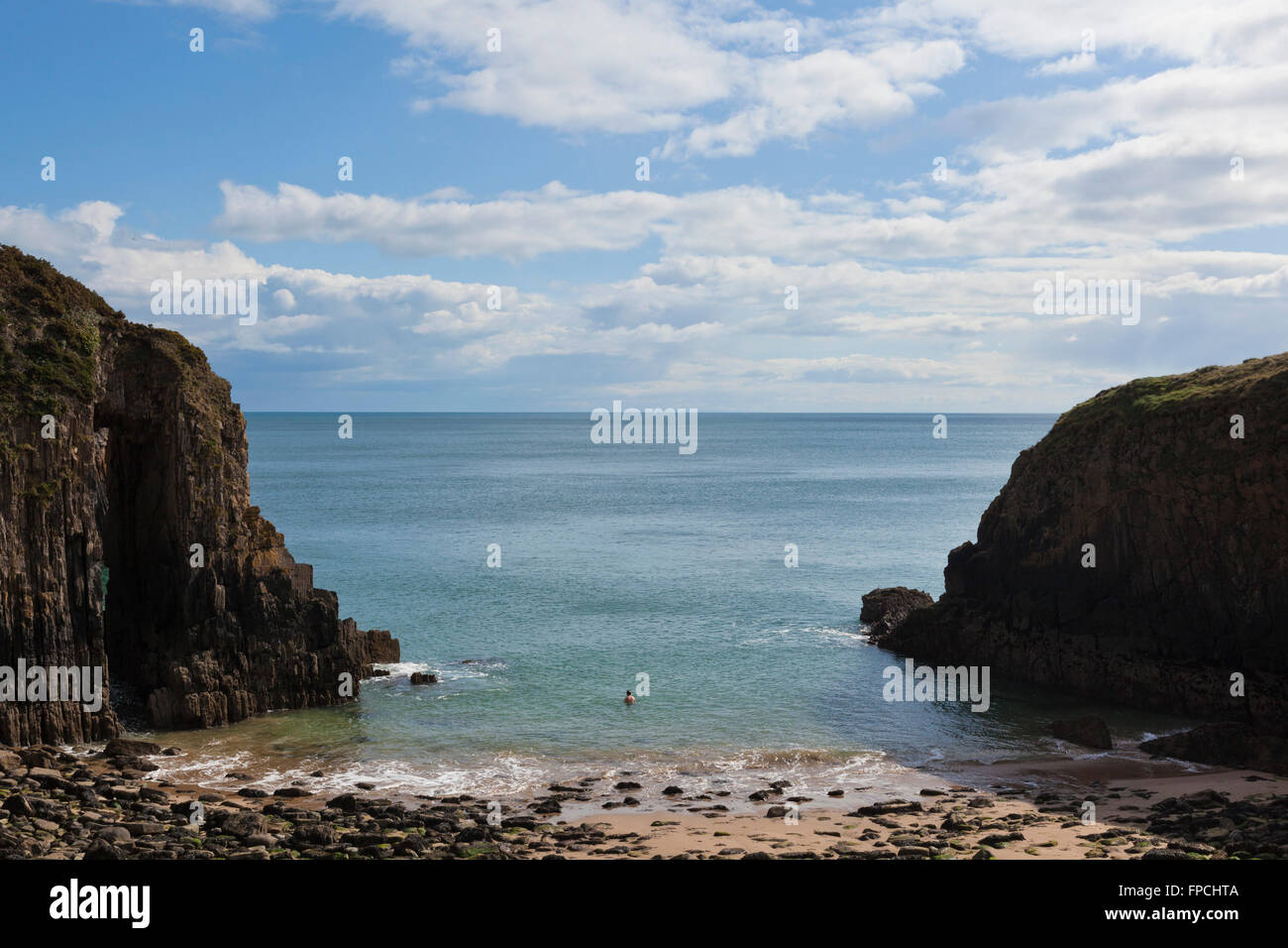 Welsh coast line at Manorbier, Wales Stock Photo - Alamy