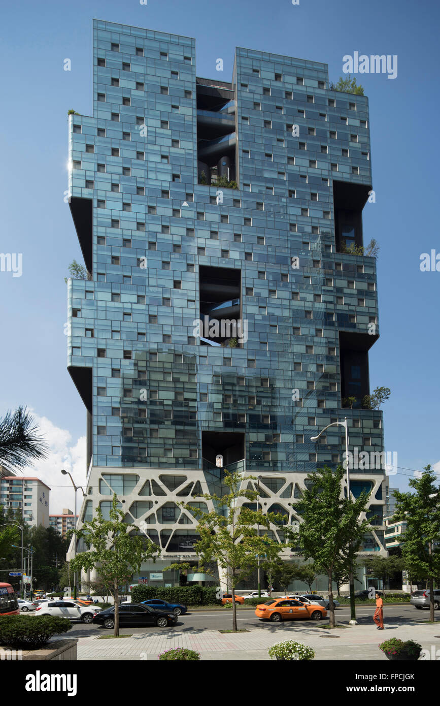 The Boutique Monaco residential skyscraper viewed from the ground and ...