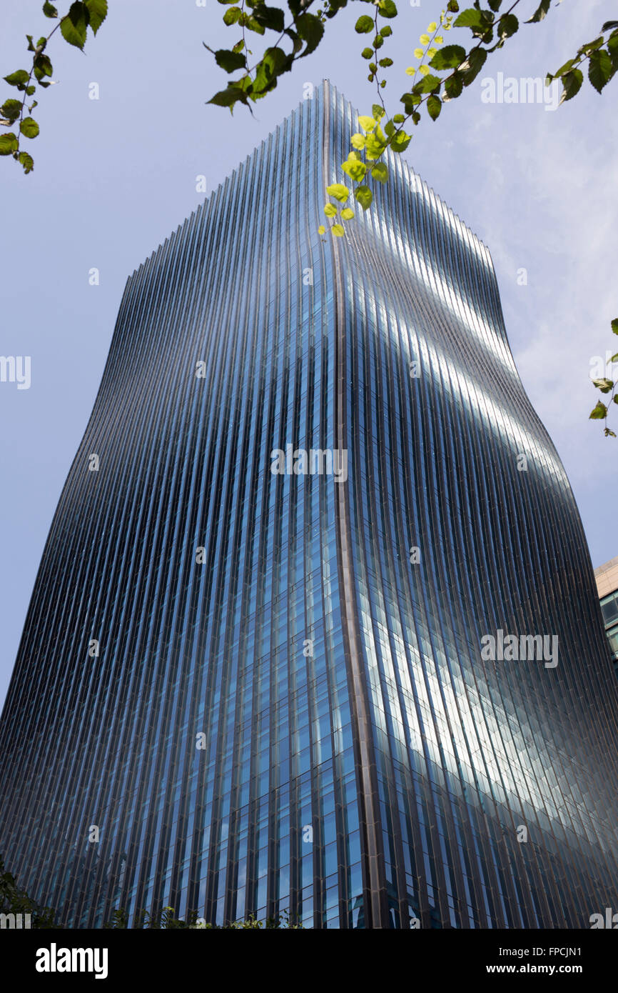 The GT Tower East skyscraper in Seoul, viewed from directly beneath, to ...