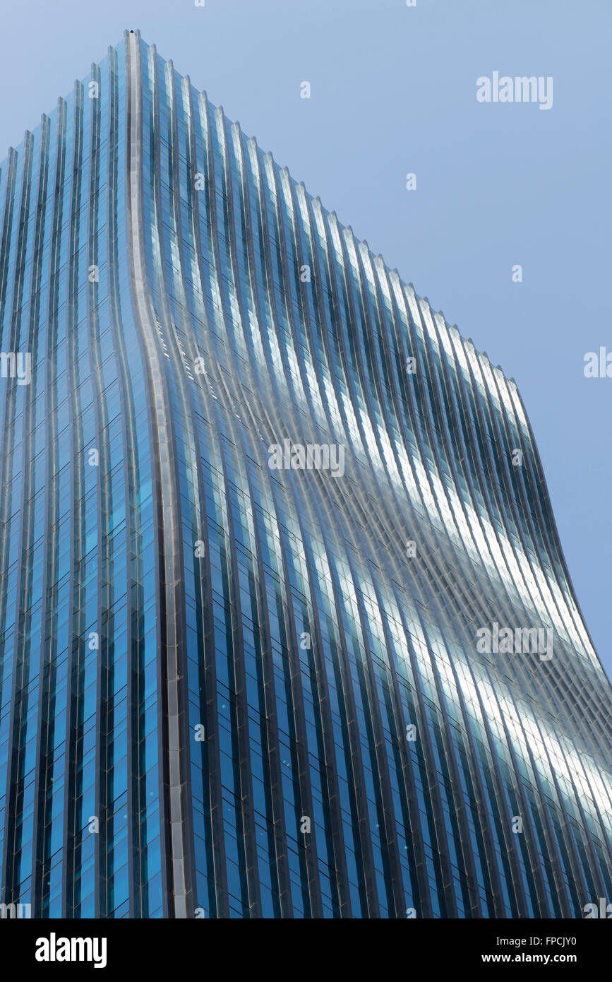The GT Tower East skyscraper in Seoul, viewed from directly beneath, to ...