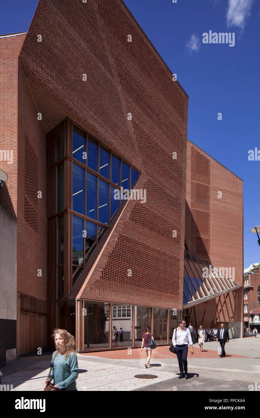 The sharp angled brickwork and glass entrance of the LSE Student Centre ...