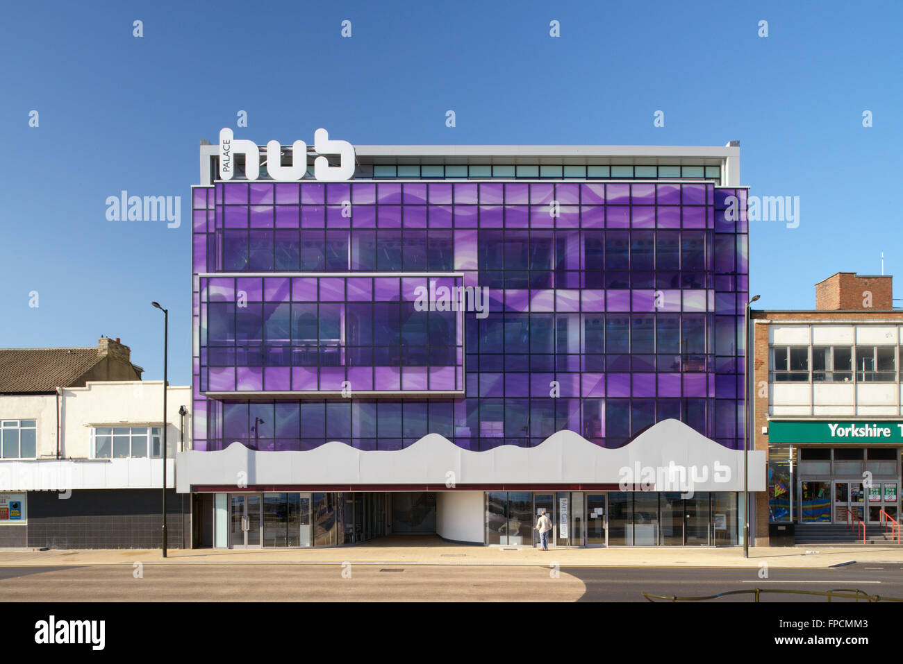 An exterior view of the ultra modern Palace Hub, with the large glass ...