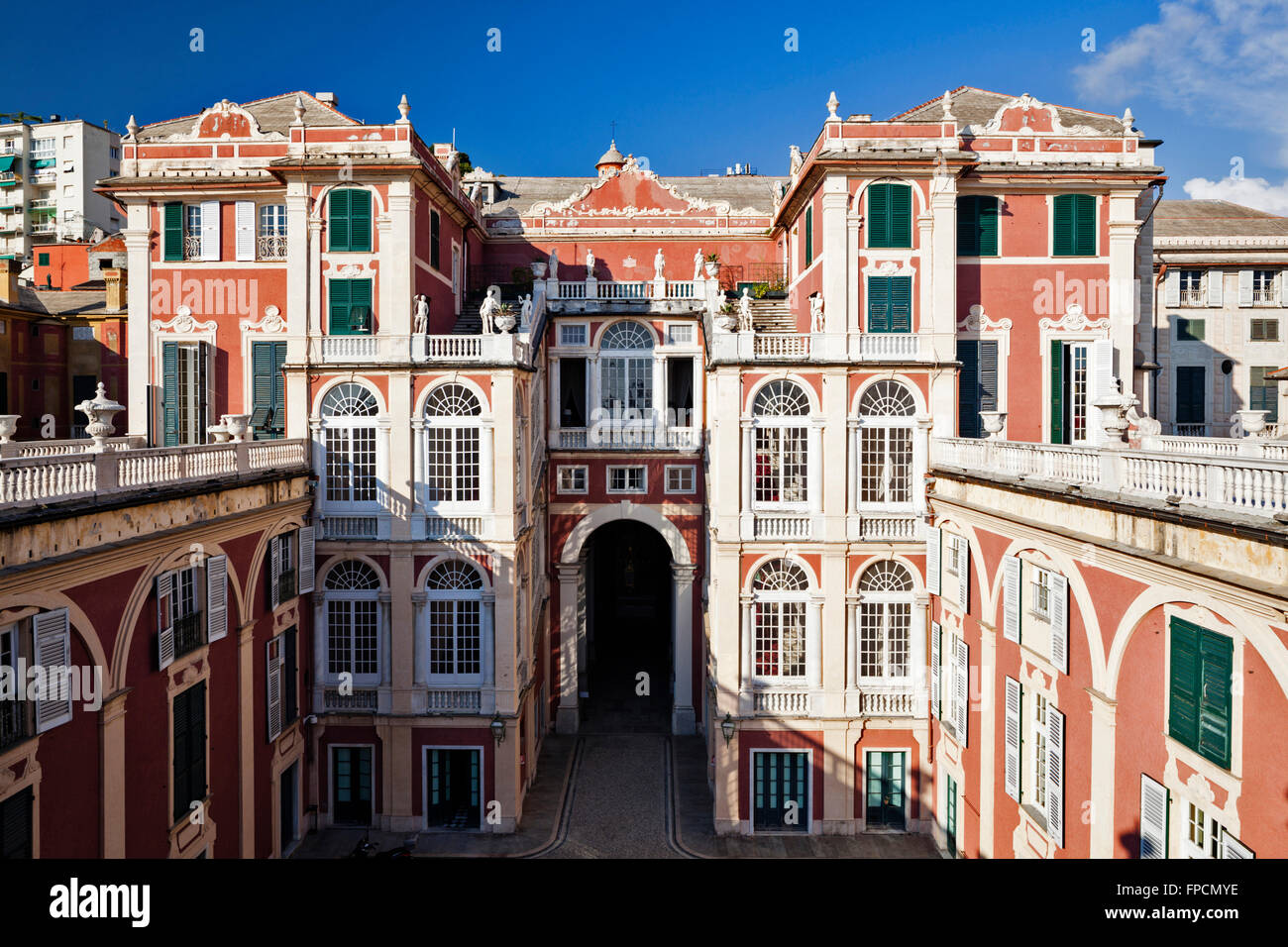An exterior rooftop view of the Royal Palace, in Genoa Stock Photo - Alamy