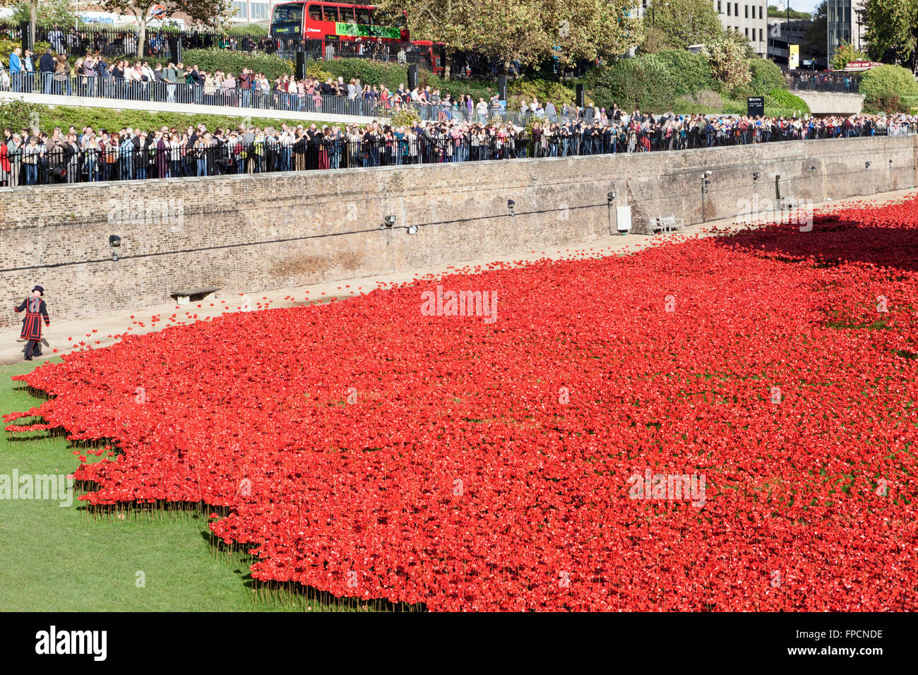 An exterior view of The Tower of London First World War poppy memorial ...
