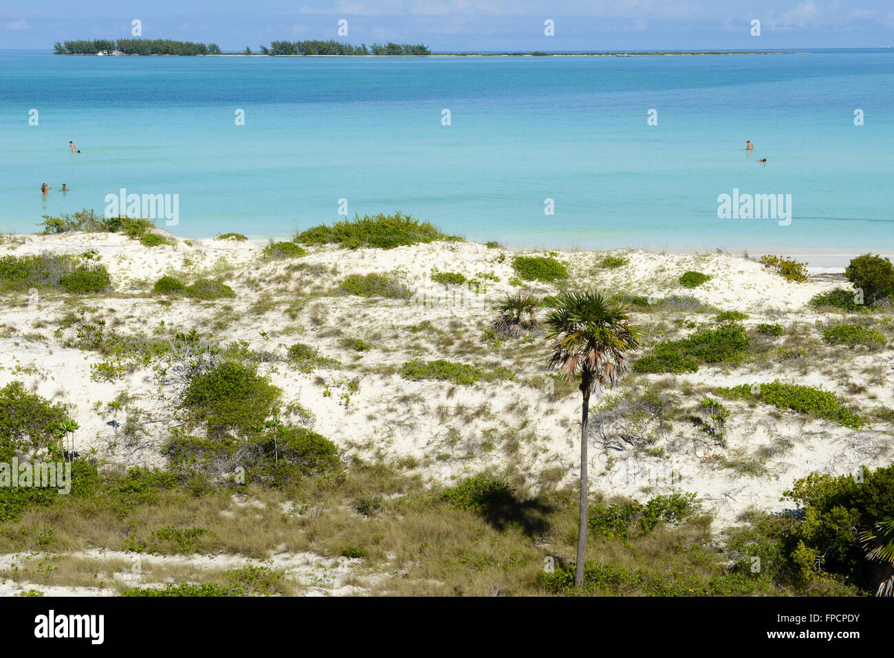 Cayo Guillermo, Cuba - 16 january 2016: people swimming in clear water ...