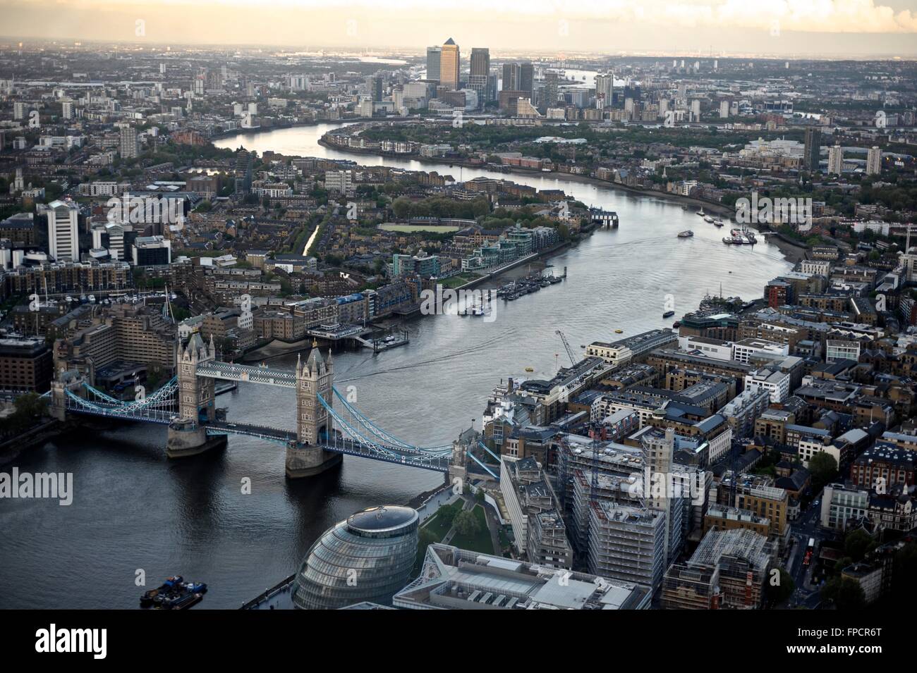The River Thames through London city includes Tower bridge Stock Photo ...