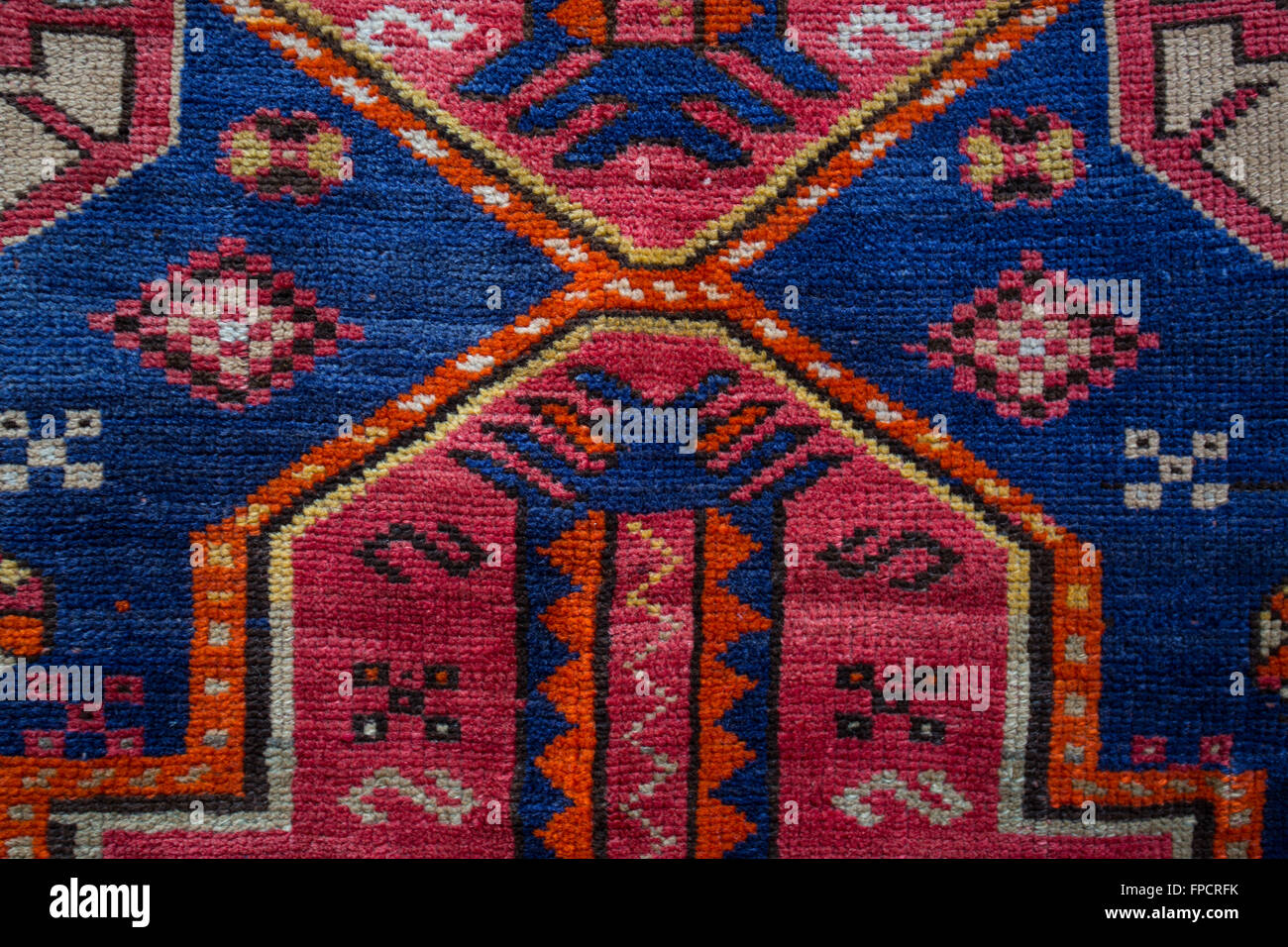 Armenian colorful hand made rug with traditional patterns and ornaments ...