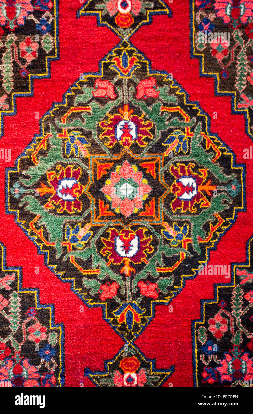 Armenian colorful hand made rug with traditional patterns and ornaments ...