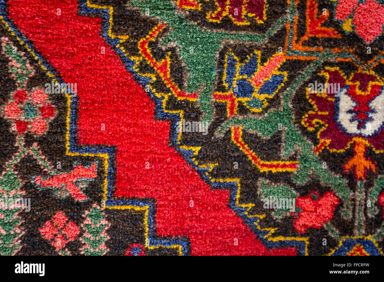 Armenian colorful hand made rug with traditional patterns and ornaments ...