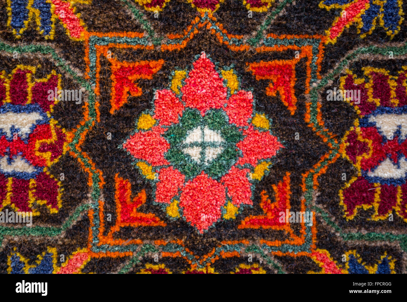 Armenian colorful hand made rug with traditional patterns and ornaments ...