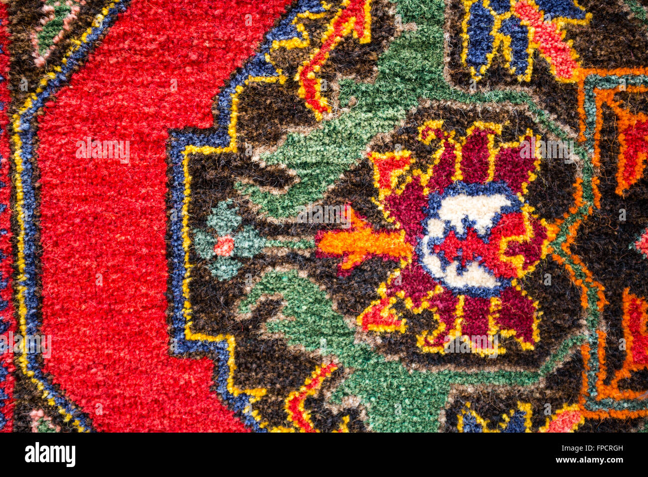 Armenian colorful hand made rug with traditional patterns and ornaments ...