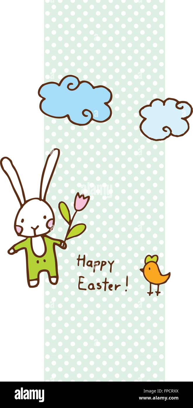 Easter bunny, cute doodle design element for greeting card Stock Vector ...