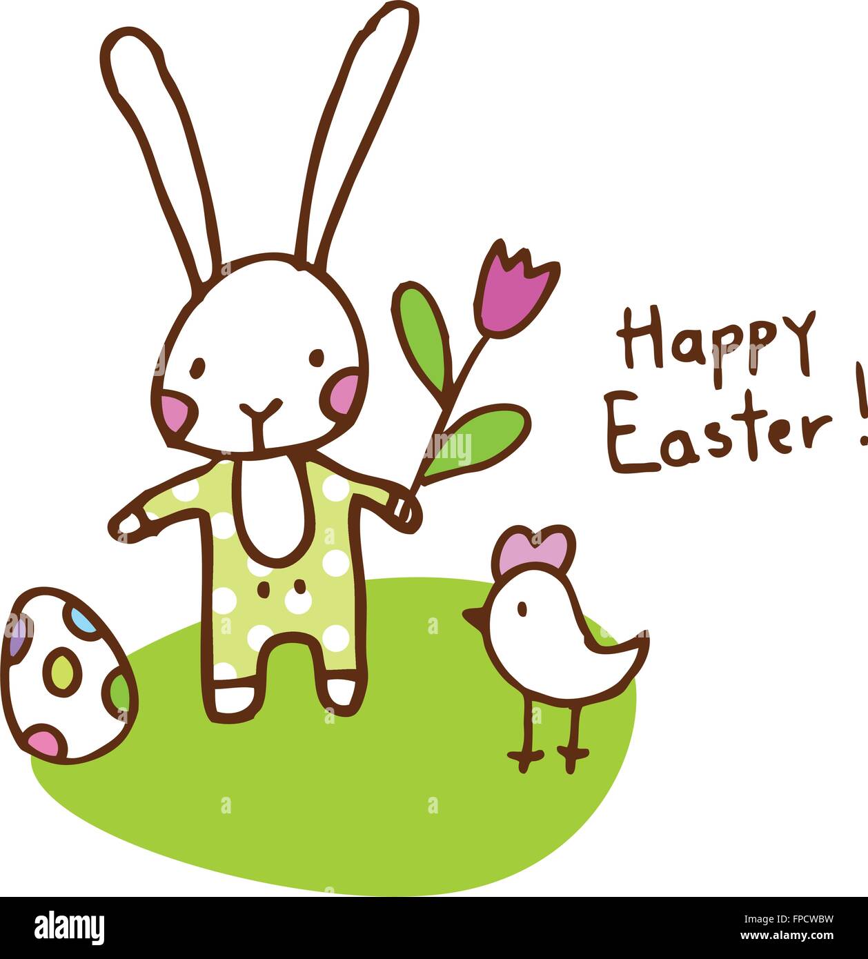 Easter bunny, cute doodle design element for greeting card Stock Vector ...