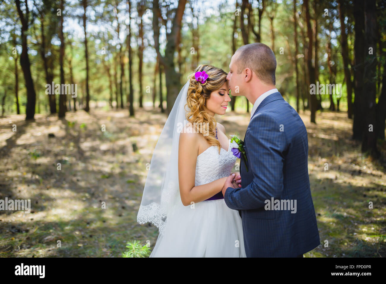 bride and groom kissing Stock Photo - Alamy