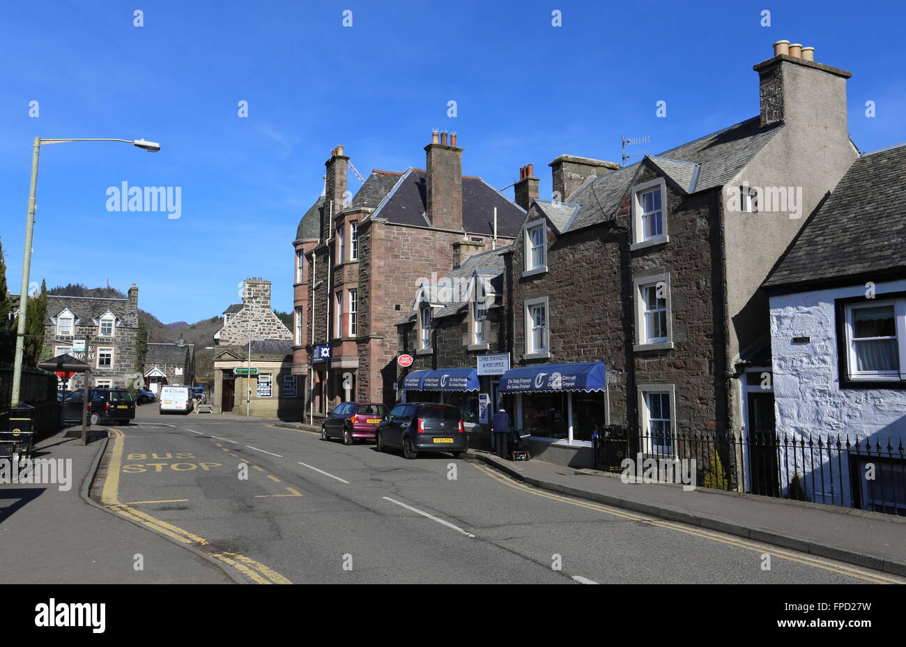 Comrie street scene Scotland March 2016 Stock Photo - Alamy