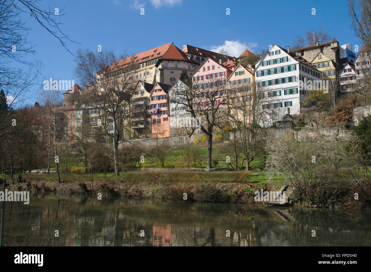 Tübingen, Neckar with old city and castle (Tübinger Schloss), Germany ...