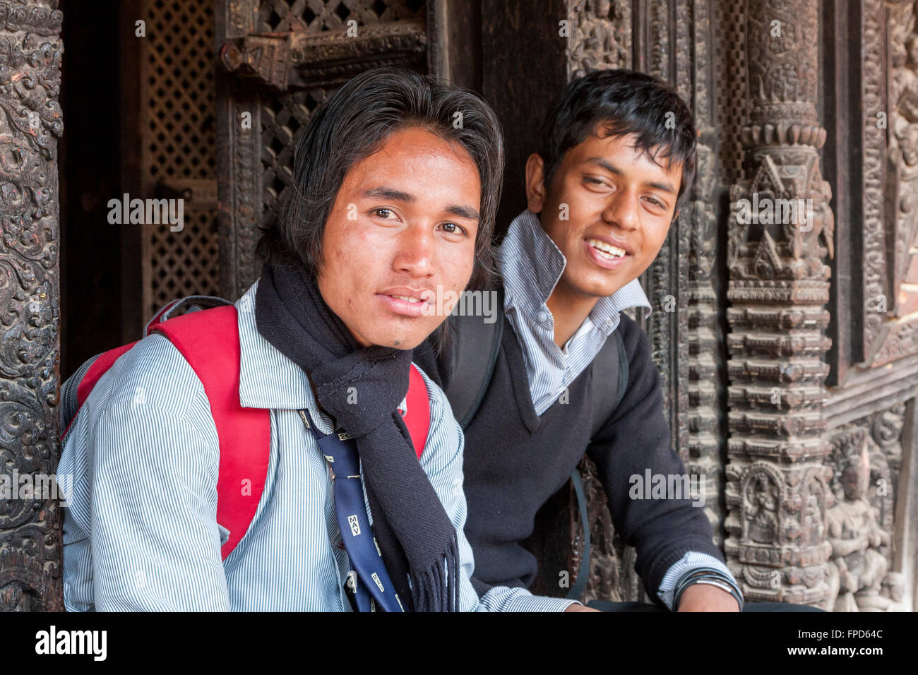 Nepal, Patan, Durbar Square. Nepali Young Men, Age 20 (left) and 16 ...