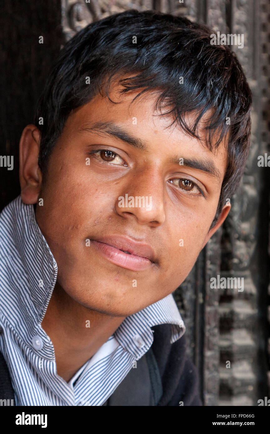 Nepal, Patan, Durbar Square. Young Nepali Man, Age 16 Stock Photo - Alamy