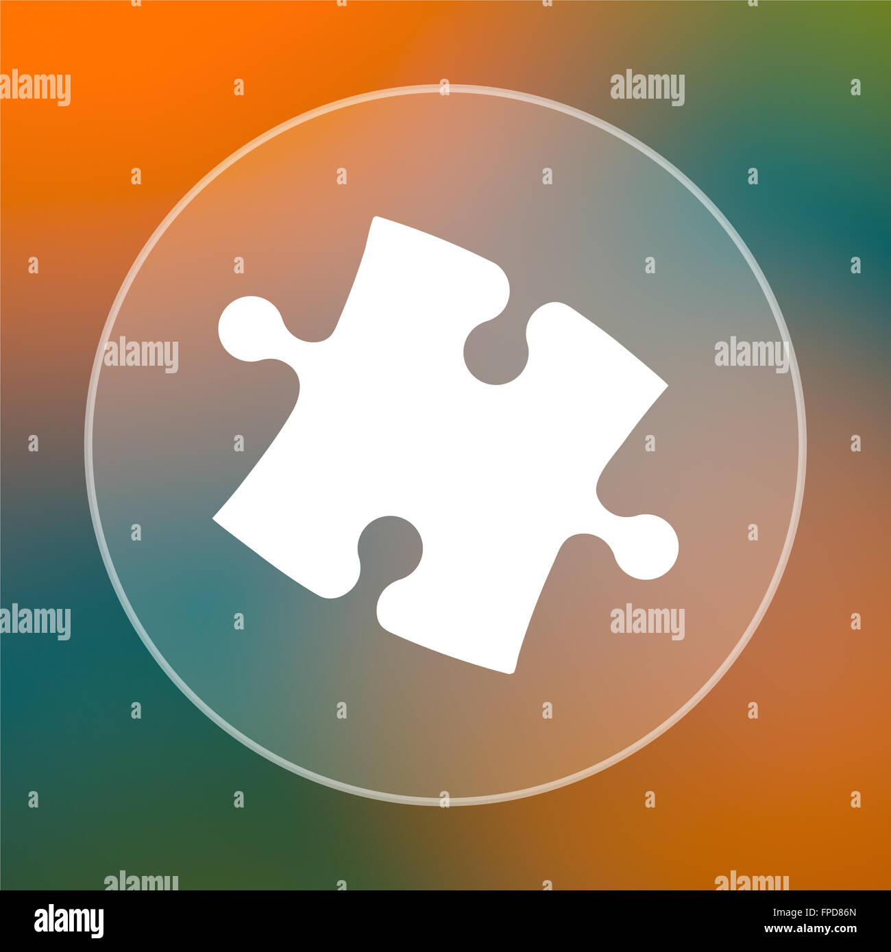 Puzzle piece icon. Internet button on colored background Stock Photo ...