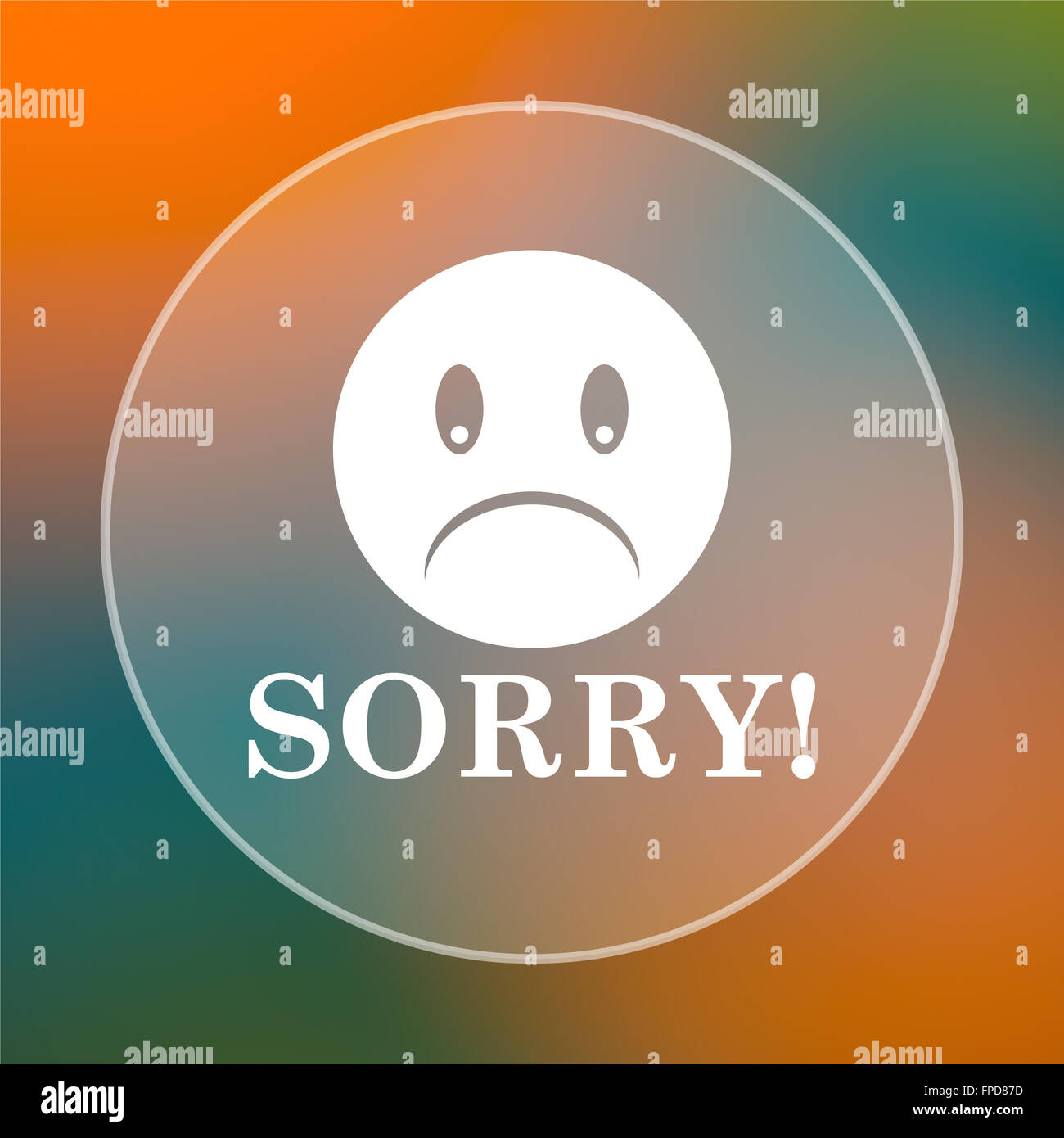 Sorry icon. Internet button on colored background Stock Photo - Alamy