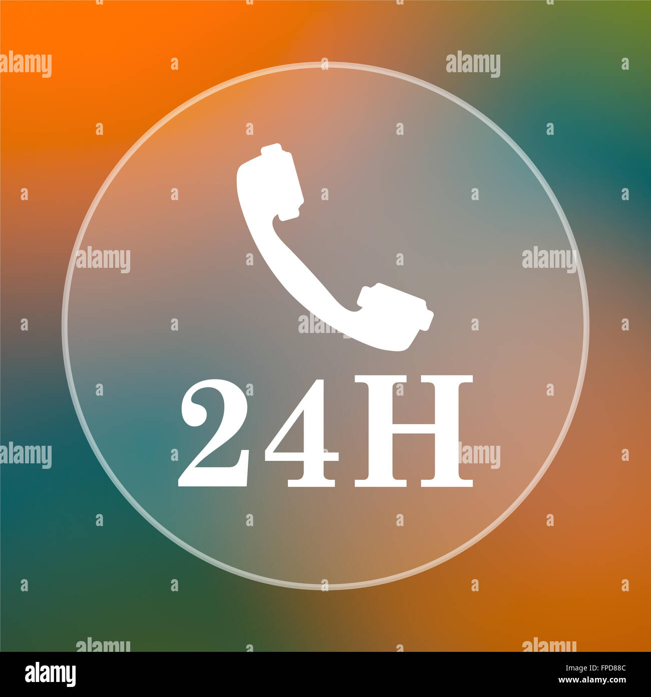 24H phone icon. Internet button on colored background Stock Photo - Alamy