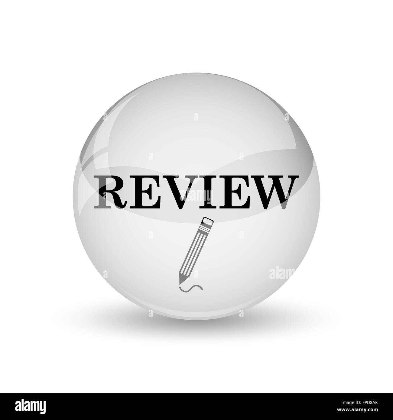Review icon. Internet button on white background Stock Photo - Alamy