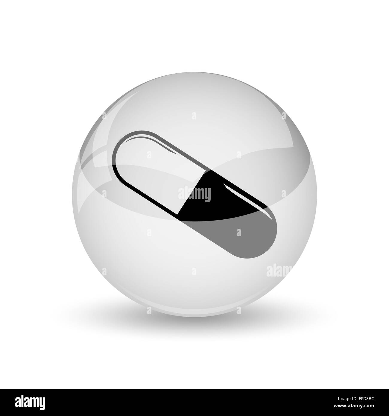 Pill icon. Internet button on white background Stock Photo - Alamy