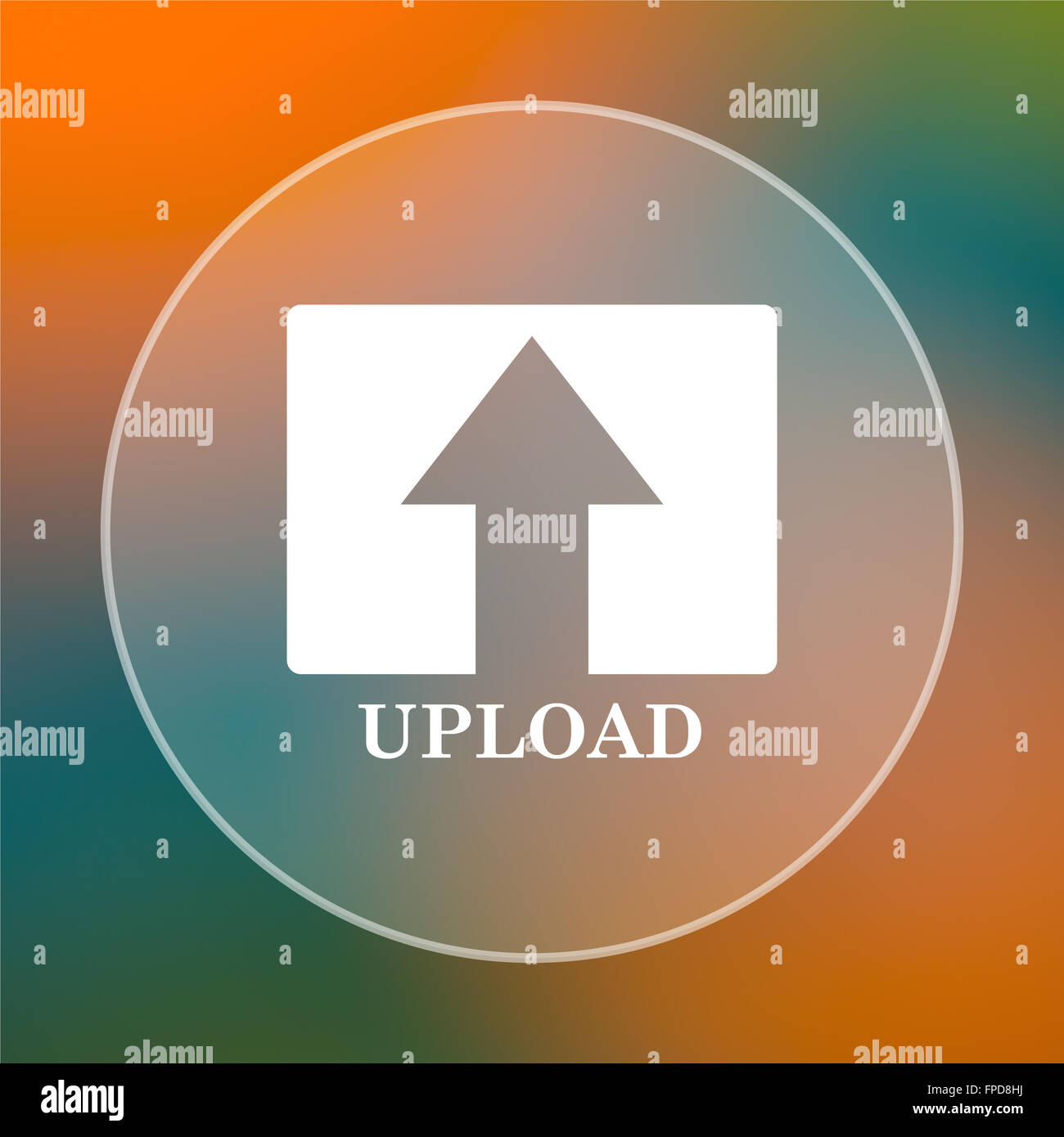 Upload icon. Internet button on colored background Stock Photo - Alamy