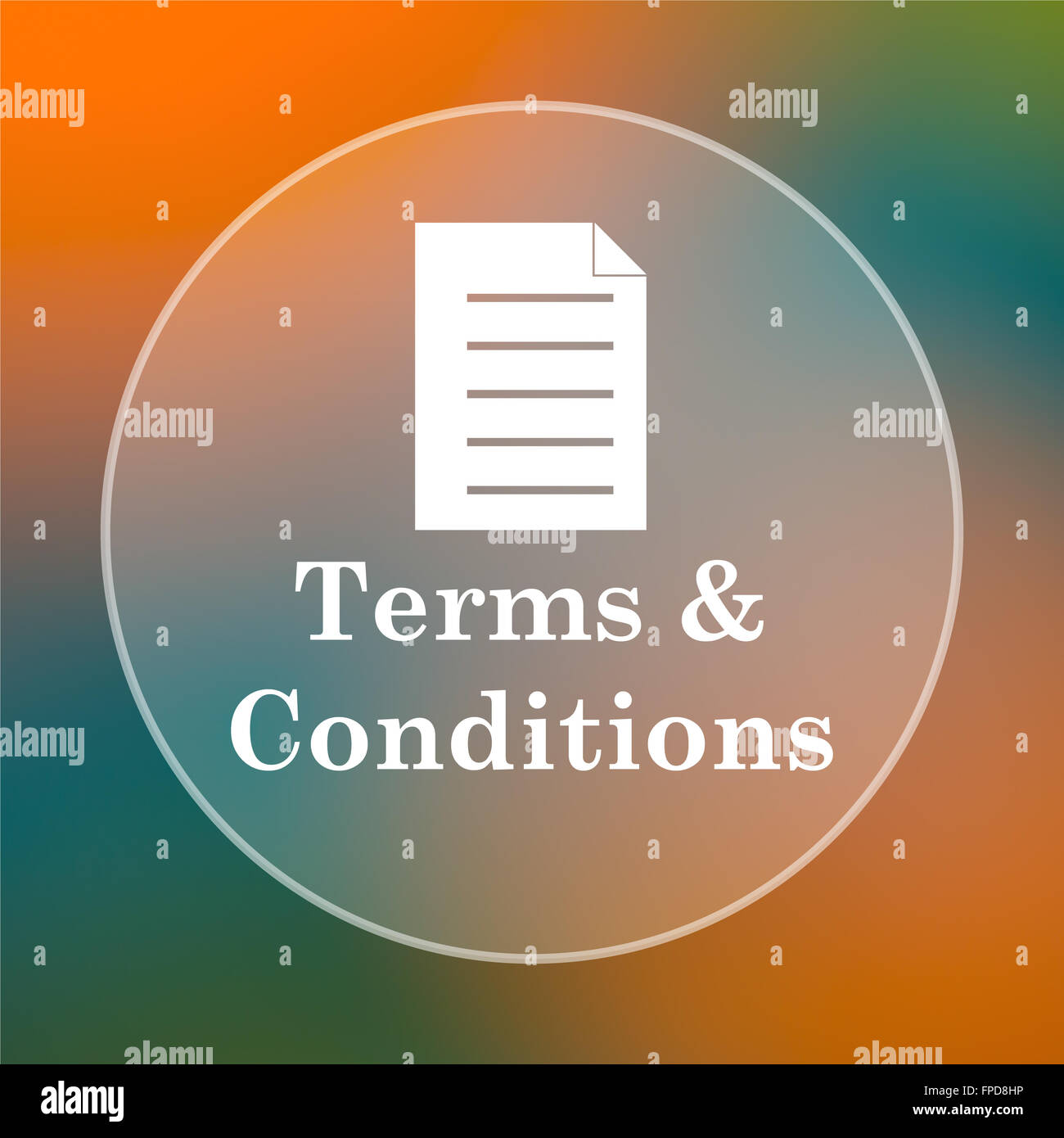 Terms and conditions icon. Internet button on colored background Stock ...