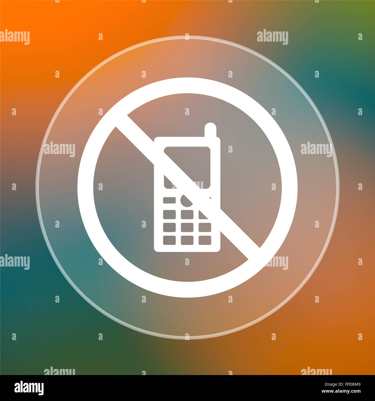 Mobile phone restricted icon. Internet button on colored background ...