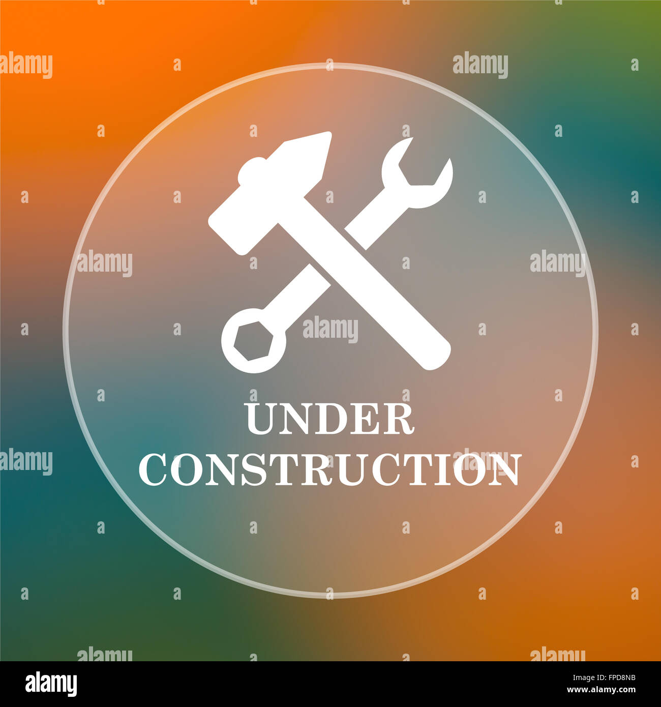 Under construction icon. Internet button on colored background Stock ...