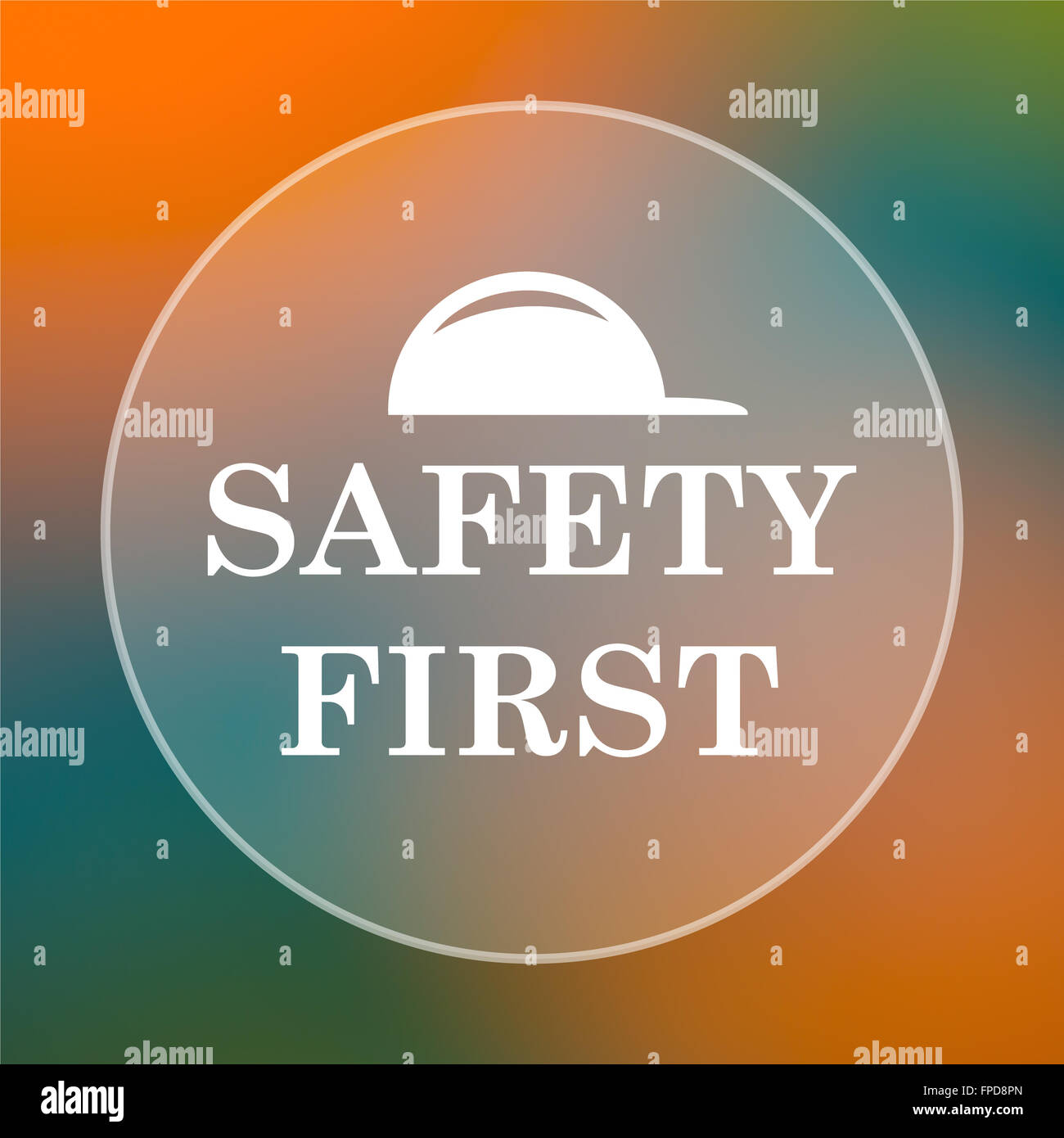 Safety first icon. Internet button on colored background Stock Photo ...