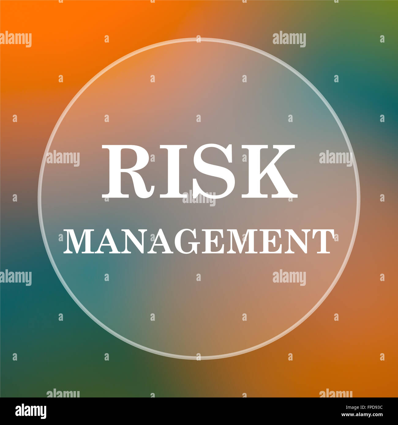 Risk management icon. Internet button on colored background Stock Photo ...