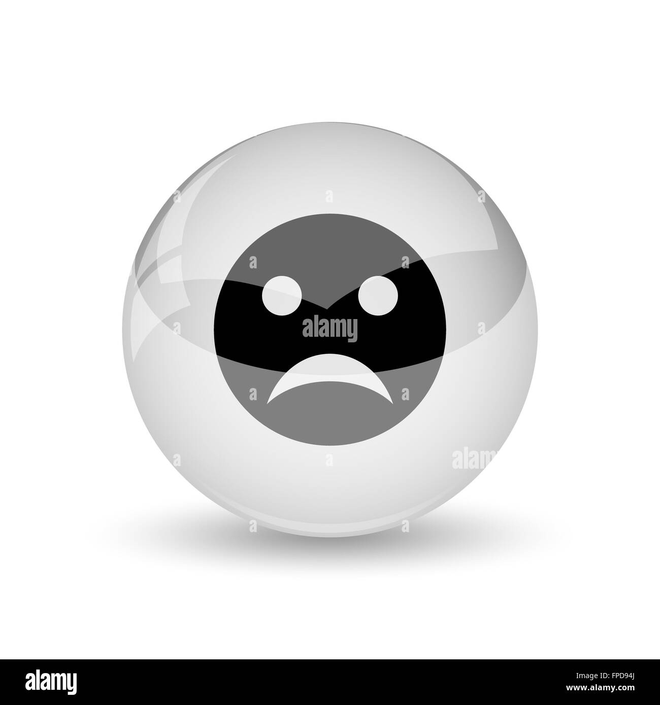 Sad smiley icon. Internet button on white background Stock Photo - Alamy