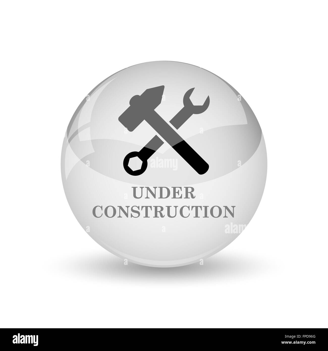Under construction icon. Internet button on white background Stock ...