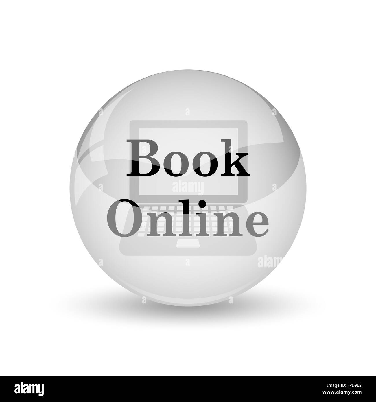 Book online icon. Internet button on white background Stock Photo - Alamy