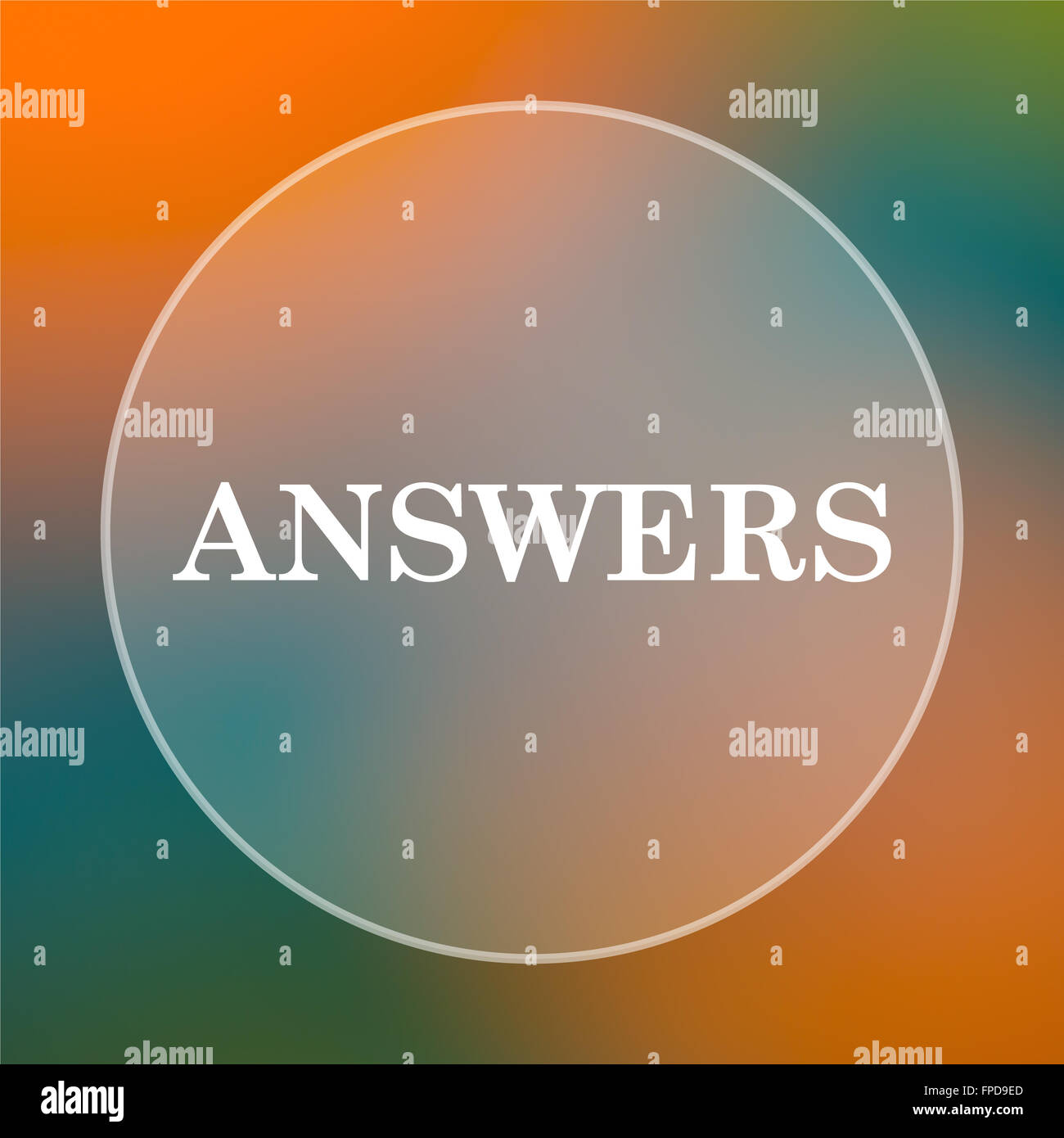 Answers icon. Internet button on colored background Stock Photo - Alamy