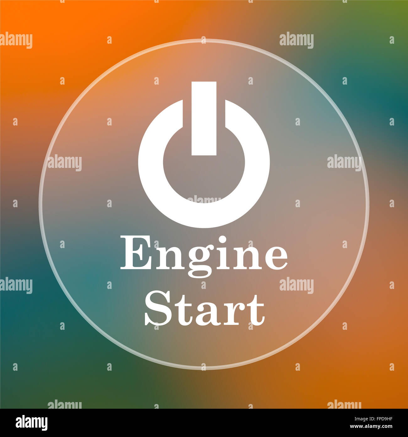 Engine start icon. Internet button on colored background Stock Photo ...