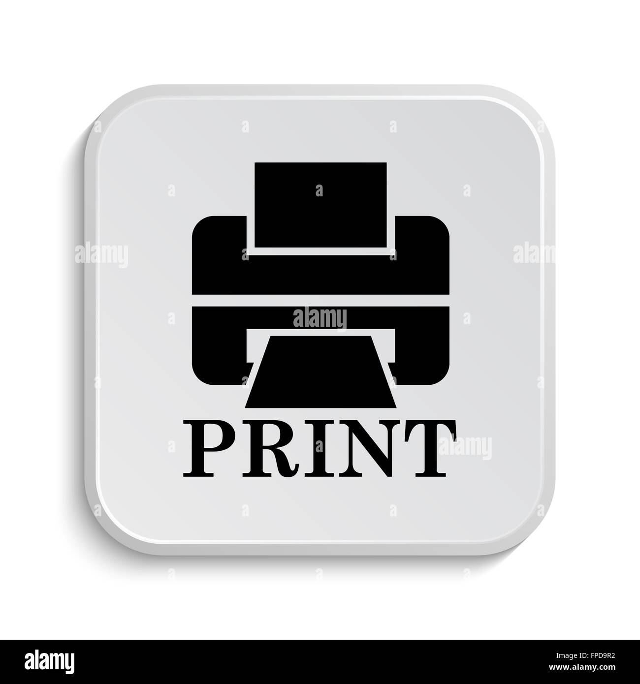 Printer with word PRINT icon. Internet button on white background Stock ...