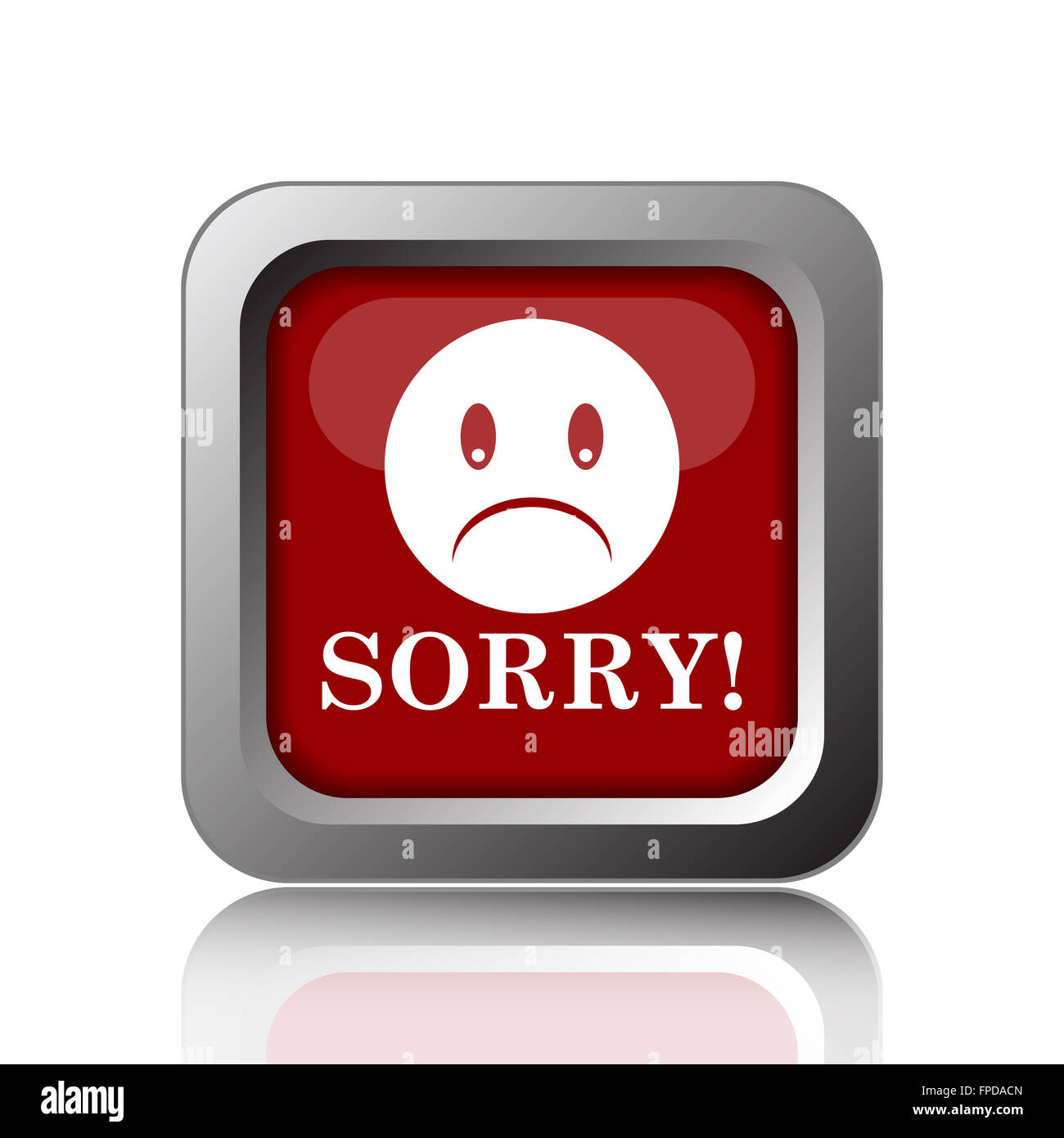 Sorry icon. Internet button on white background Stock Photo - Alamy