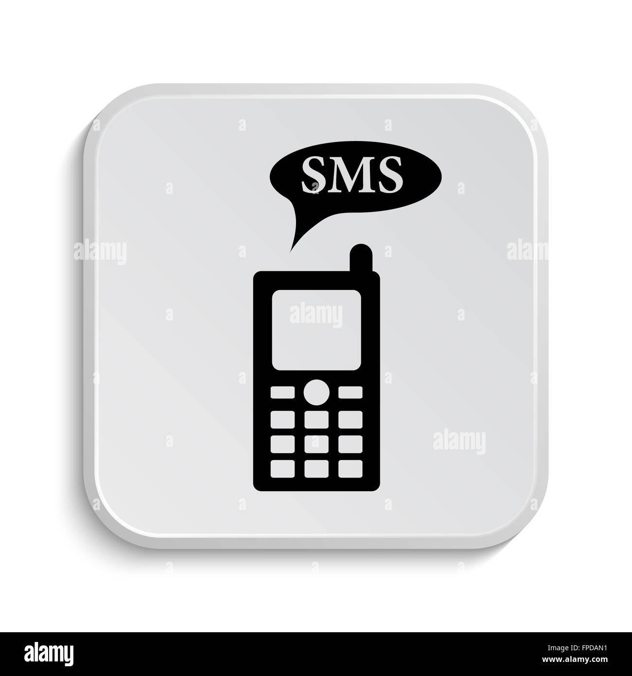SMS icon. Internet button on white background Stock Photo - Alamy