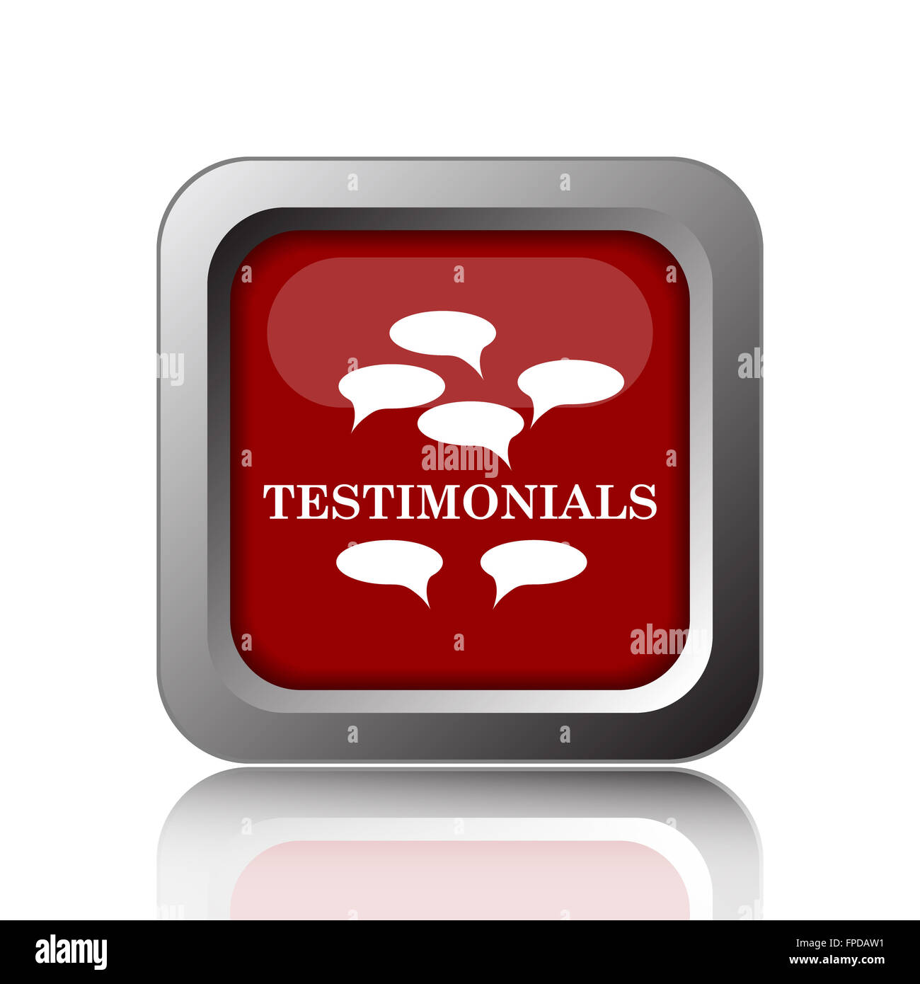 Testimonials icon. Internet button on white background Stock Photo - Alamy