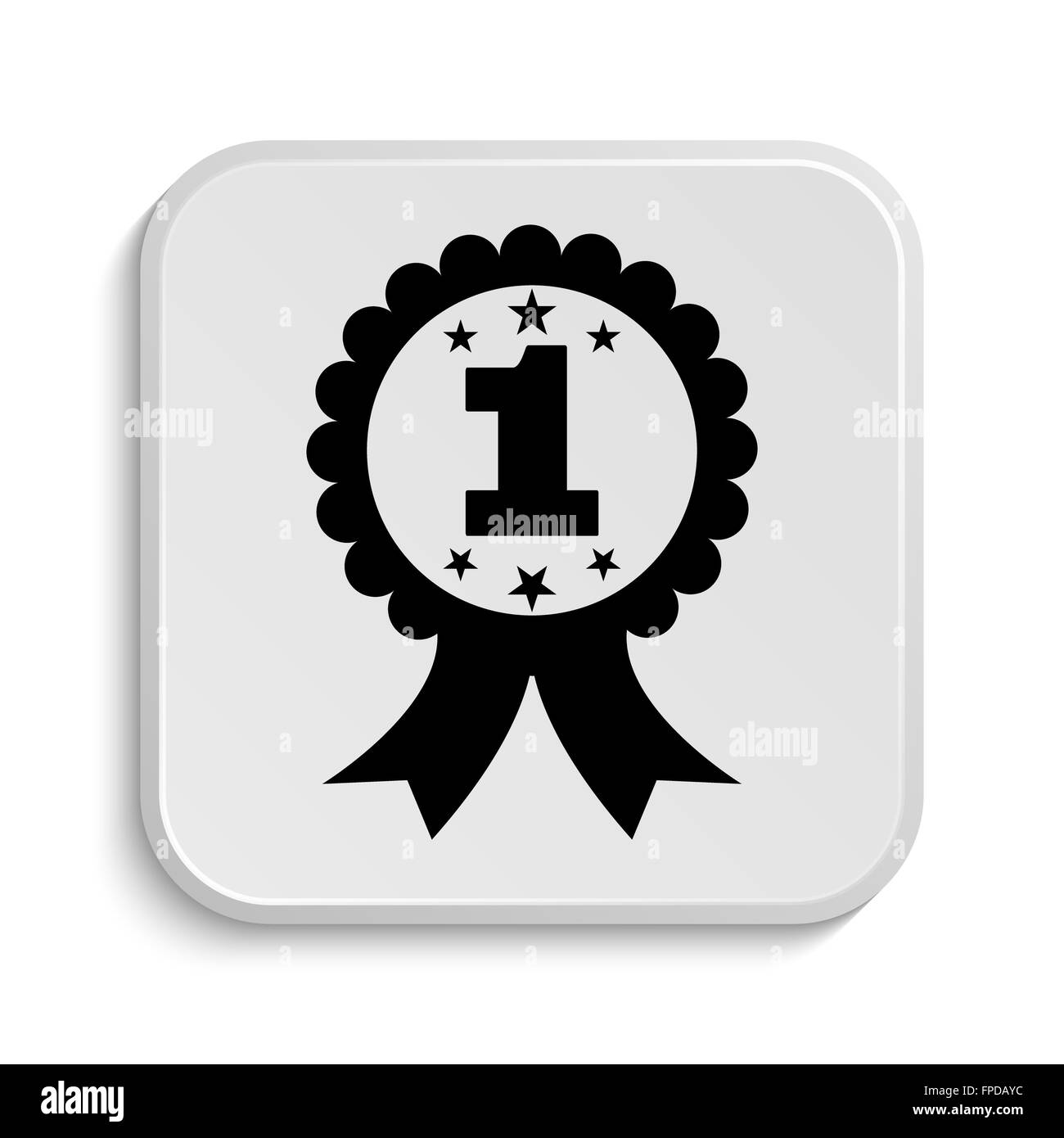 First prize ribbon icon. Internet button on white background Stock ...