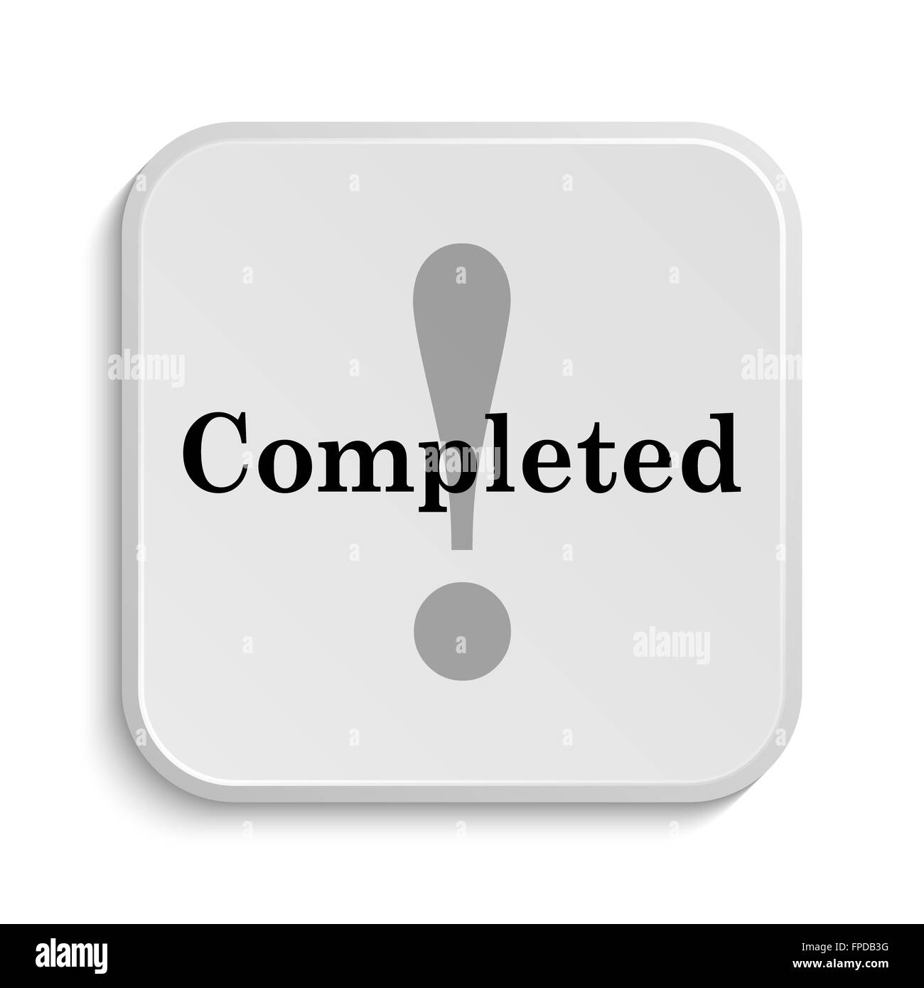 Completed icon. Internet button on white background Stock Photo - Alamy