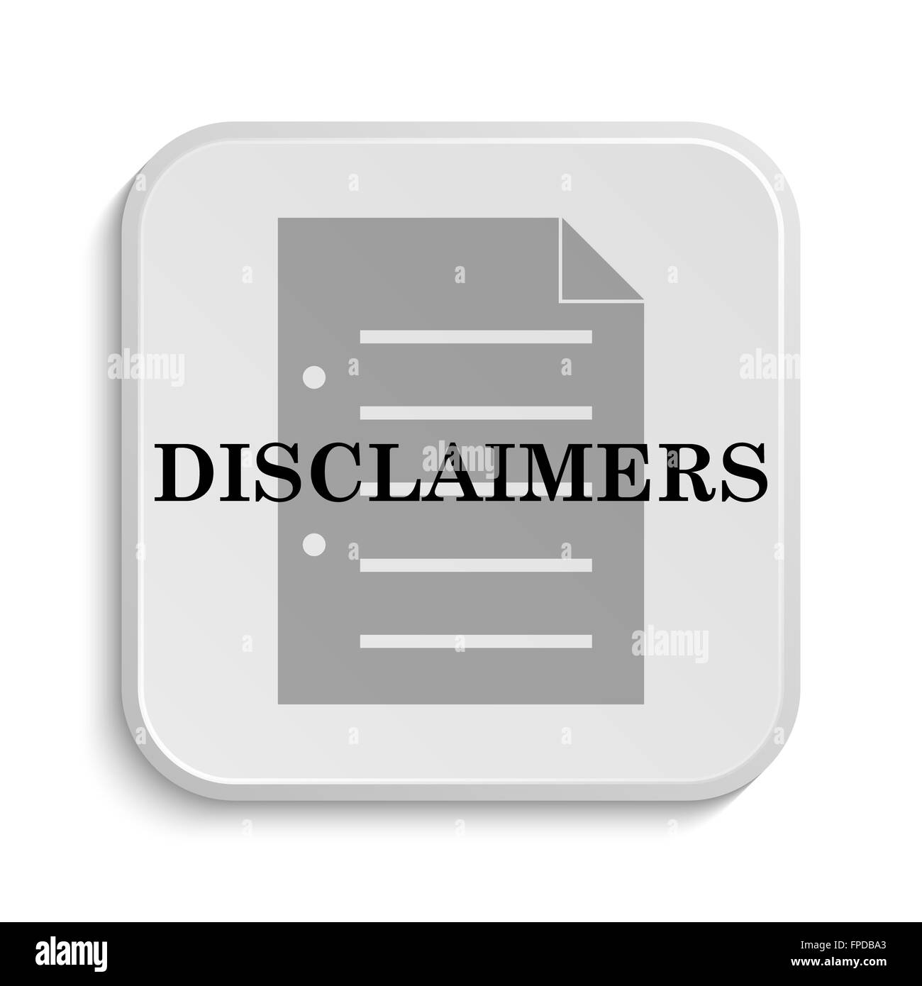 Disclaimers icon. Internet button on white background Stock Photo - Alamy