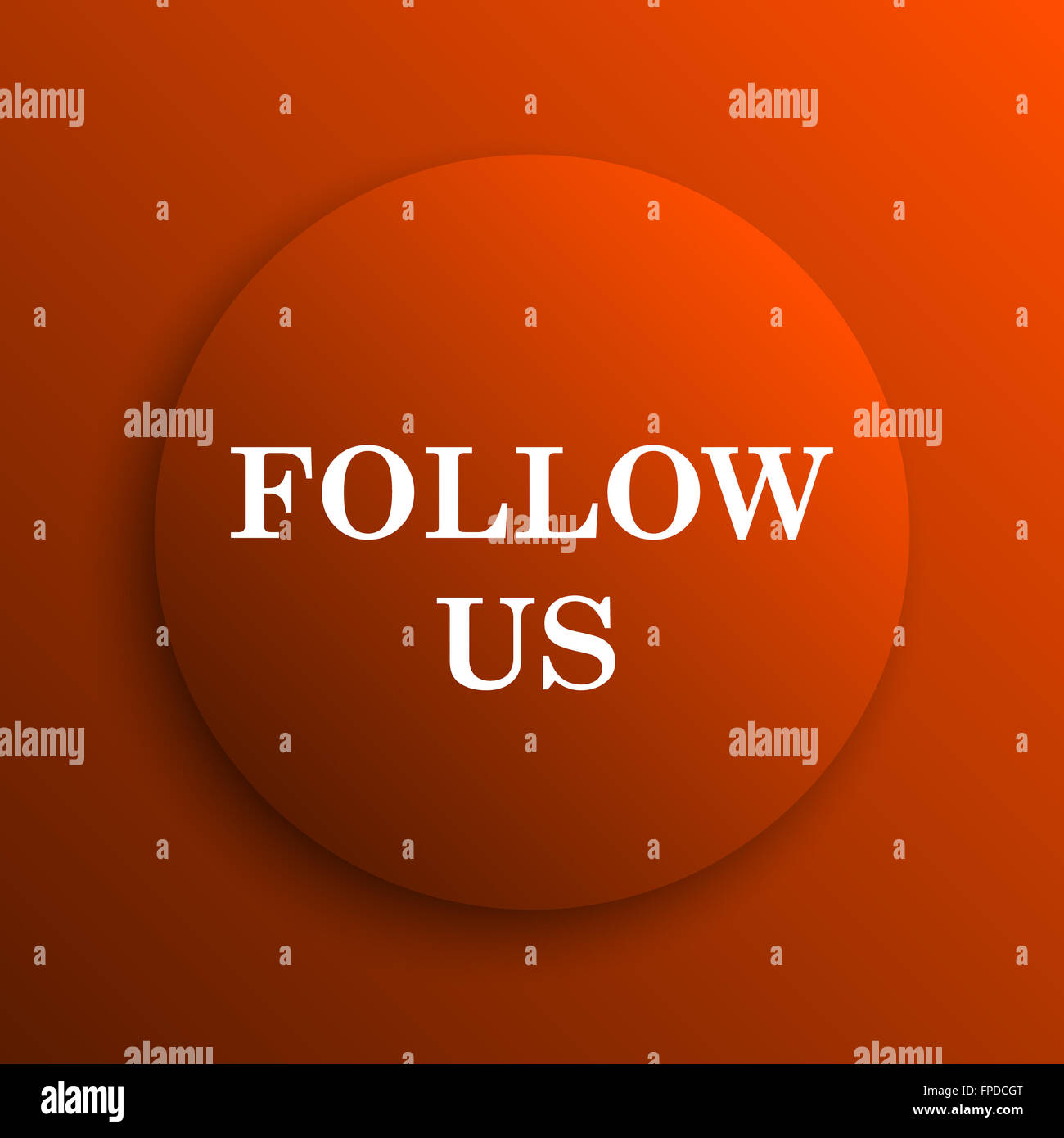 Follow us icon. Internet button on orange background Stock Photo - Alamy